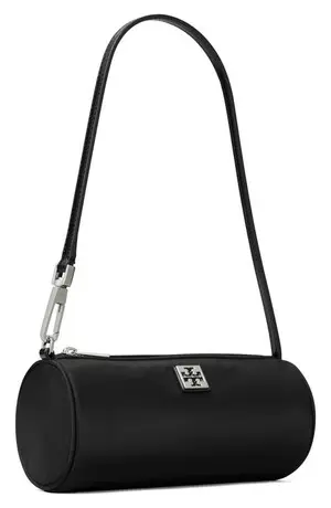 Tory Burch Virginia Nylon Cylinder Shoulder Bag - Black