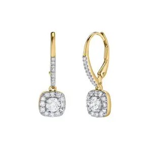 LUVMYJEWELRY Diamond Drop Huggie Hoop Earrings - 14k Yellow Gold