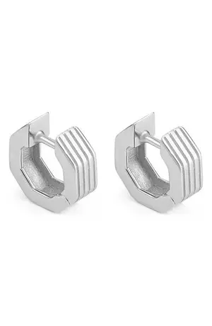 IVI LOS ANGELES Octagon Huggie Hoop Earrings - Silver