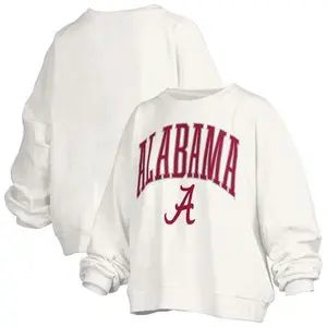 PRESSBOX Alabama Crimson Tide Oversized Pullover Sweatshirt - White