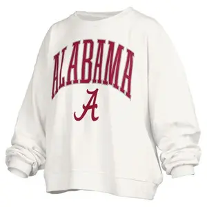 PRESSBOX Alabama Crimson Tide Oversized Pullover Sweatshirt - White