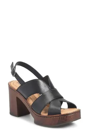 BØRN Nassau Slingback Platform Sandal - Black Leather