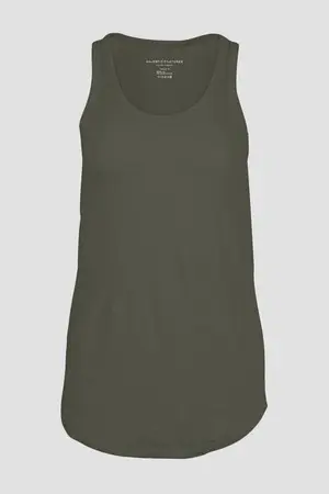 Majestic Filatures Linen Stretch Hd Scoopneck Tank - Militaire
