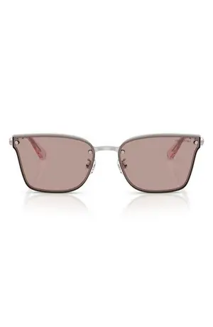 SWAROVSKI 62mm Irregular Sunglasses - Silver/ Light Purple Brown
