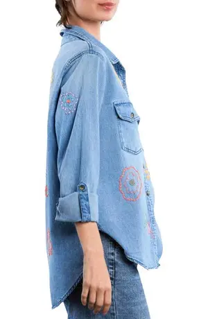 BILLY T Embroidered Button-up Shirt - Denim