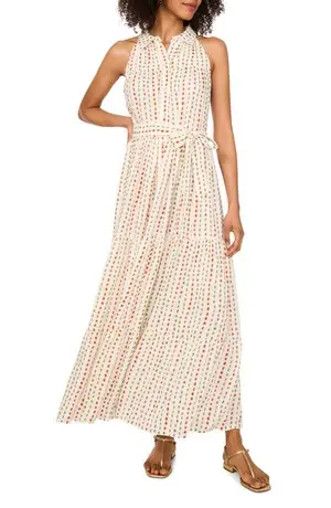 Vince Camuto Printed Tie Waist Sleeveless Maxi Shirtdress - Eucalyptus