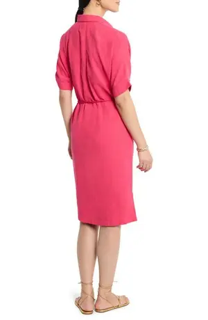 NIC+ZOE Rumba Tie Belt Linen Blend Shirt Dress