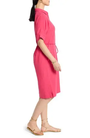 NIC+ZOE Rumba Tie Belt Linen Blend Shirt Dress