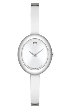 Movado Museum Oval Bangle Watch Silver