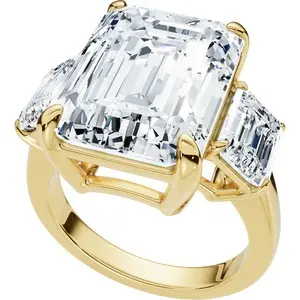 BLISS DIAMOND Certified 12ct Emerald Cut Three Stone Diamond Engagement Ring