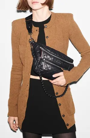 Mz Wallace Crosby Quilted Nylon Convertible Sling Bag - Black