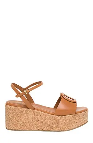 Santoni Leather Wedge Sandals - Light Brown
