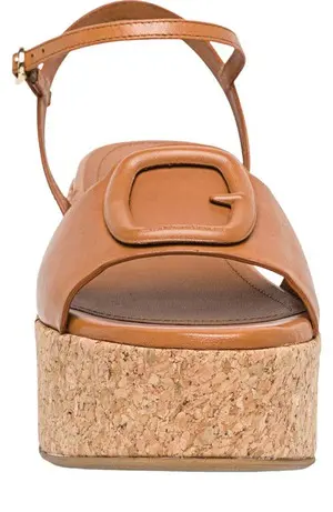 Santoni Leather Wedge Sandals - Light Brown
