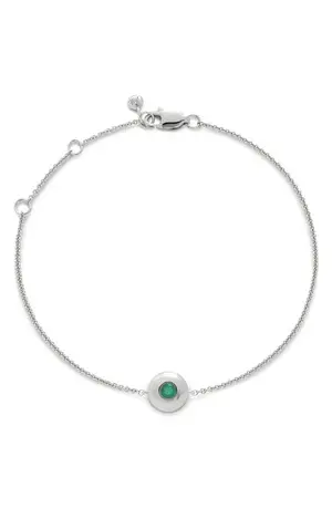 Monica Vinader May Birthstone Chain Bracelet - Sterling Silver /emerald