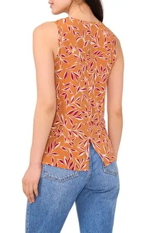 Vince Camuto Leaf Print Keyhole Back Tank