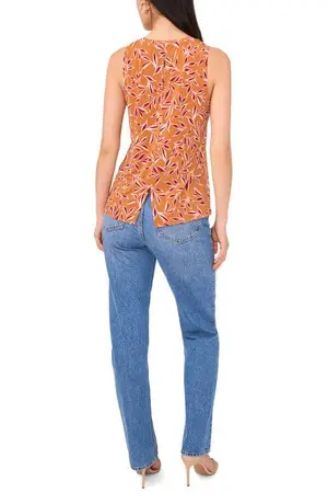 Vince Camuto Leaf Print Keyhole Back Tank