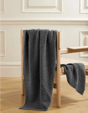 Ralph Lauren Cable-knit Cashmere Blanket Charcoal