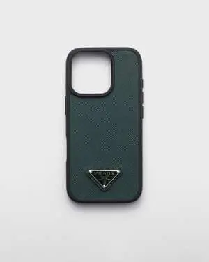 Prada Saffiano Leather Case For Iphone 16 Pro - Emerald Green