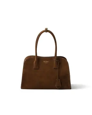 Prada Medium Suede Tote - Brown