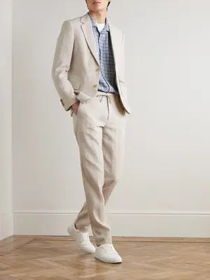 Mr P. James Straight-leg Linen Trousers - Neutrals