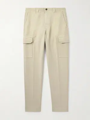 SLOWEAR Tapered Cotton-blend Cargo Trousers - Neutrals