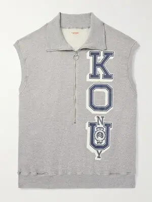 Kapital Printed Cotton-jersey Half-zip Gilet - Gray