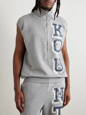 Kapital Printed Cotton-jersey Half-zip Gilet