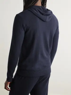 Derek Rose Finley Cashmere Zip-up Hoodie - Blue