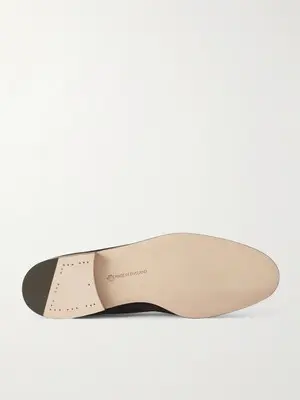 EDWARD GREEN Polperro Leather-trimmed Suede Penny Loafers