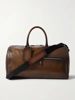 Berluti Jour Off Scritto Venezia Leather Weekend Bag - Brown