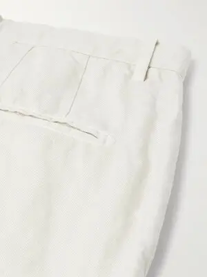 Boglioli Slim-fit Pleated Herringbone Linen Trousers