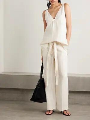 Proenza Schouler Maggi Belted Cloqué Wide-leg Pants - Ecru