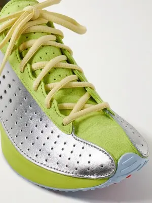 Nike Air Superfly Suede And Perforated Metallic Leather Sneakers - Yellow