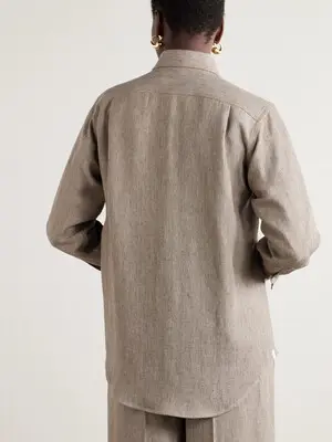 Loro Piana André Herringbone Linen Shirt