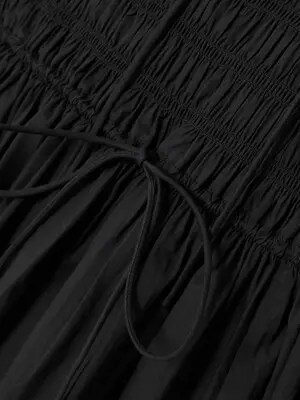 DÔEN Emmaretta Shirred Organic Cotton-voile Midi Dress - Black