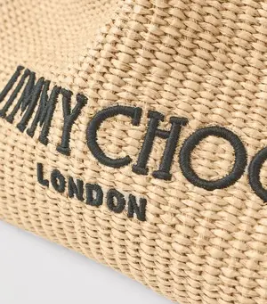 JIMMY CHOO Large Raffia Drawstring Tote Bag - Beige