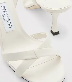 JIMMY CHOO Elsy 70 Leather Heeled Sandals - White