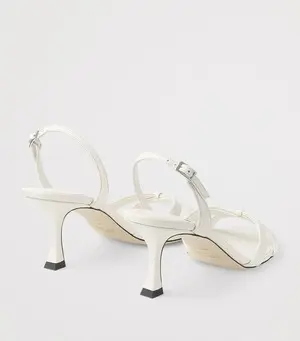 JIMMY CHOO Elsy 70 Leather Heeled Sandals - White