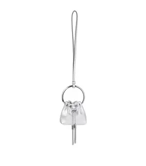 JIMMY CHOO Leather Bon Bon Bag Charm - Silver