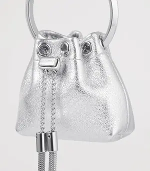 JIMMY CHOO Leather Bon Bon Bag Charm - Silver