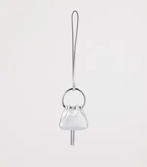 JIMMY CHOO Leather Bon Bon Bag Charm - Silver