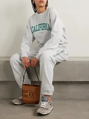 SPORTY & RICH Printed Cotton-blend Jersey Sweatshirt