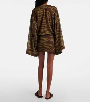 Attico Zebra-print Cotton Muslin Minidress - Brown