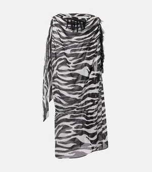 Attico Zebra-print Cotton Muslin Beach Cover-up - White