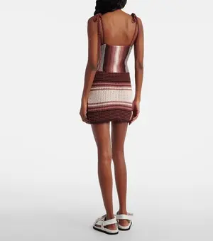 Attico Crochet Striped Cotton Minidress