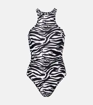 Attico Zebra-print One-piece Swimsuit - Black