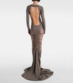 Rick Owens Distressed Wool Maxi Dress
