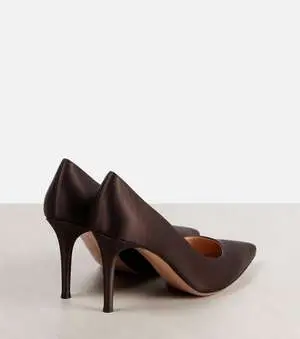 GIANVITO ROSSI 85 Satin Pumps - Brown