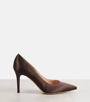 GIANVITO ROSSI 85 Satin Pumps - Brown