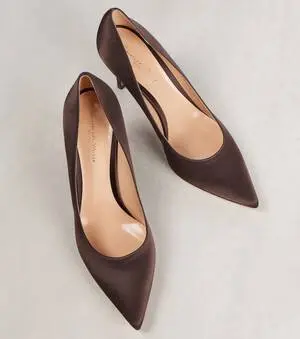 GIANVITO ROSSI 85 Satin Pumps - Brown